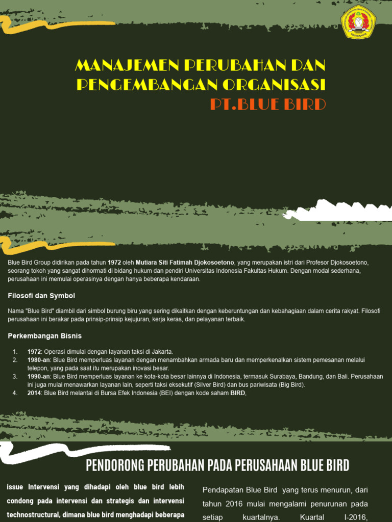 Contoh Implementasi Manajemen Perubahan Dan Pengembangan: Case Study PT Blue Bird | PDF
