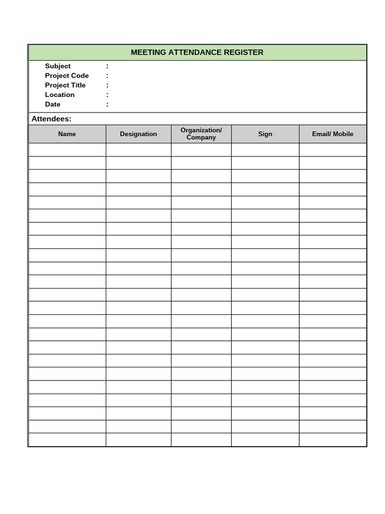 Meeting Attendance Register | PDF