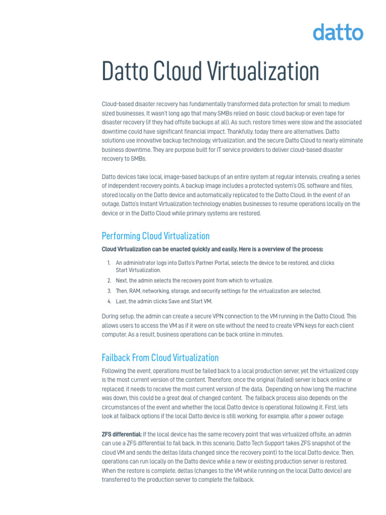 Datto-Cloud-Virtualization | PDF | Backup | Virtualization