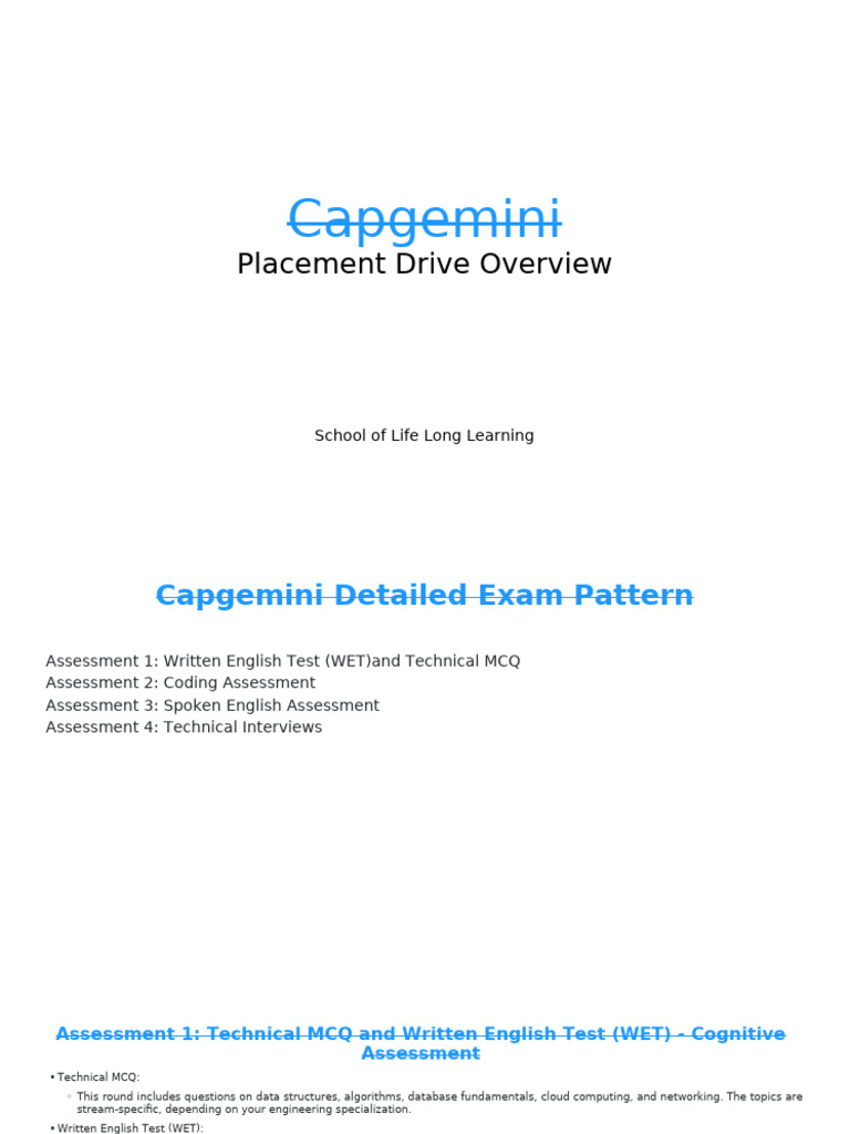 Capgemini Exam Pattern Overview | PDF | Multiple Choice | Databases