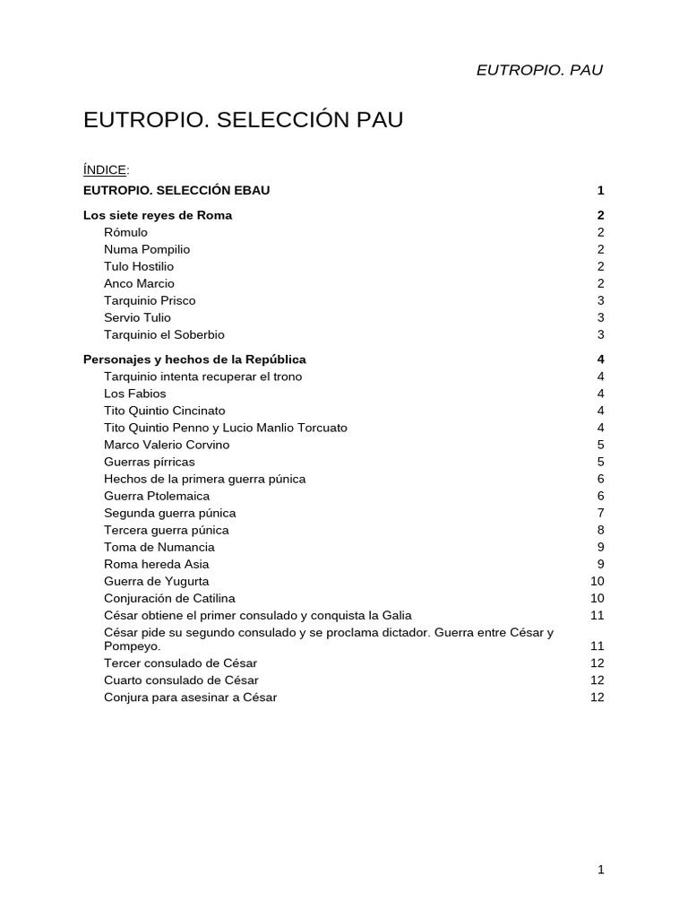 Eutropio. Selección Pau 2025 | PDF