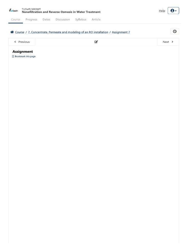Assignment 7 _ 7. Concentrate, Permeate...d Reverse Osmosis in Water ...