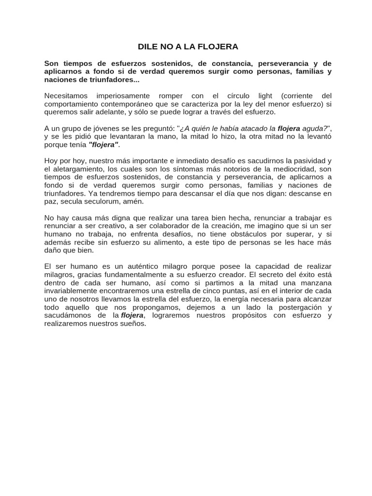 Dile No A La Flojera | PDF