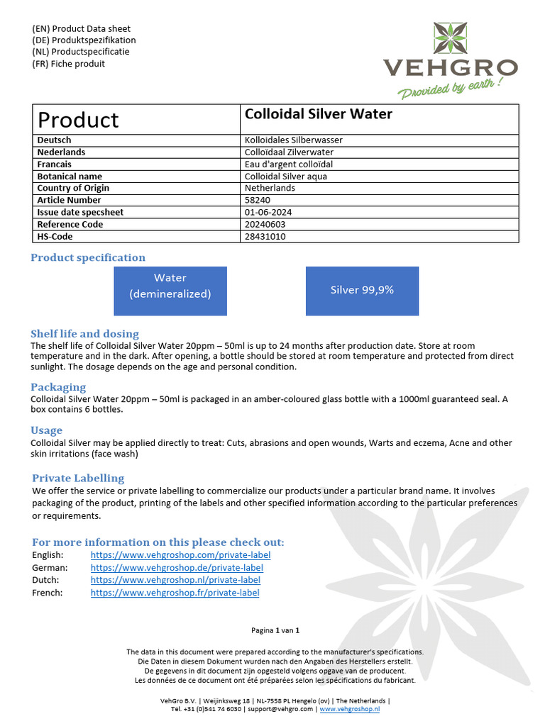 Colloidal Silver Water 50 ML | PDF