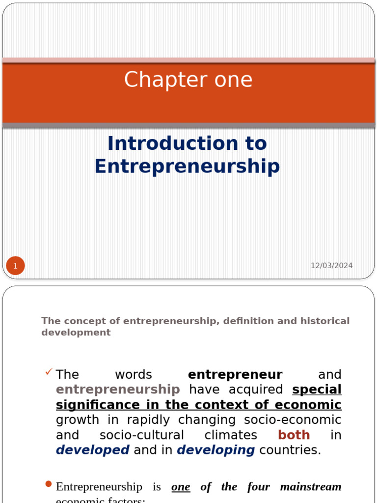 CHAPTER - 1 Overview of Entreprenuership | PDF | Entrepreneurship ...