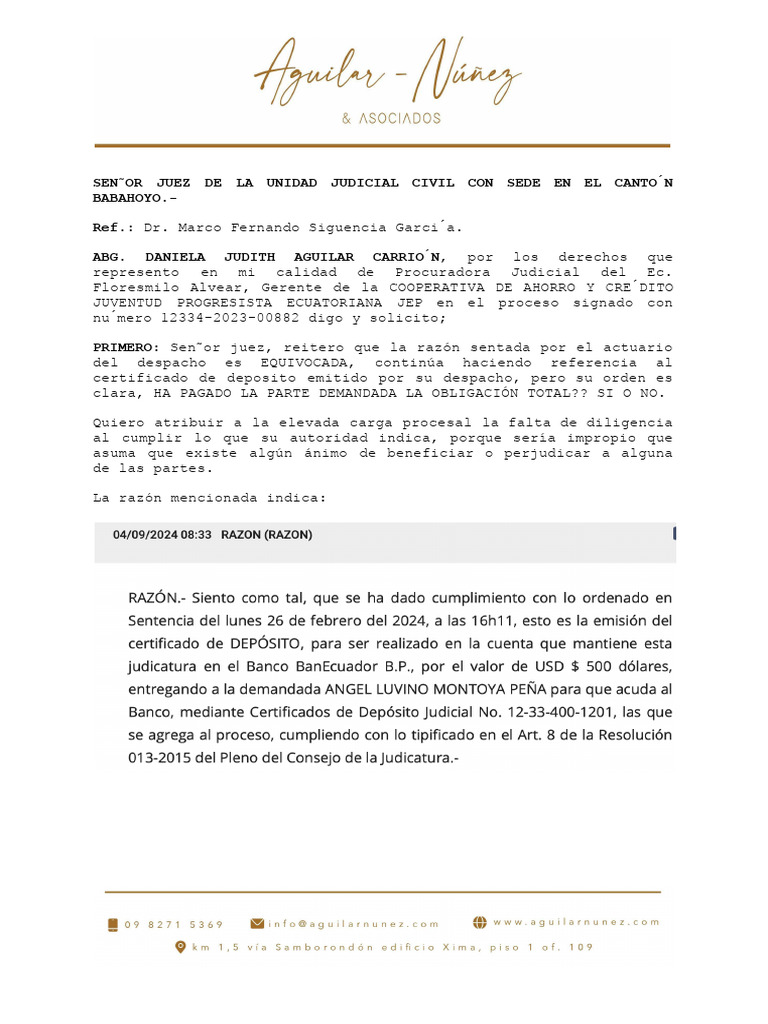 Escrito Jep Pidiendo Sentar Razon PDF | PDF