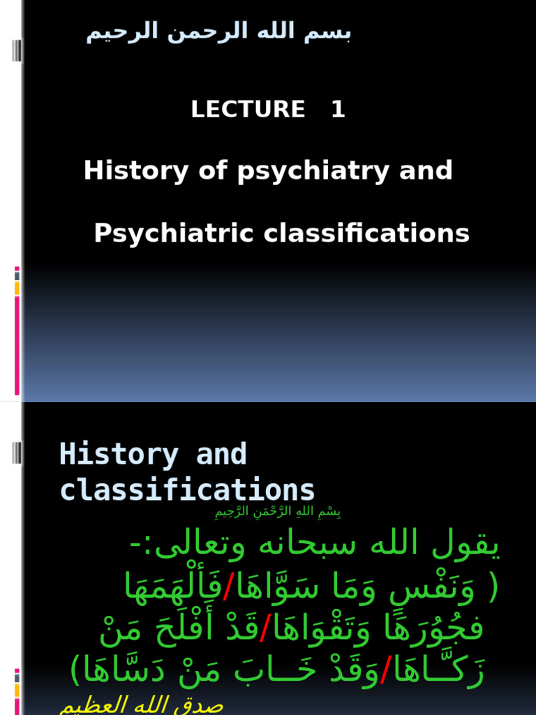 History and Classifications of Psychiatry | PDF | Psychiatry | Mental ...
