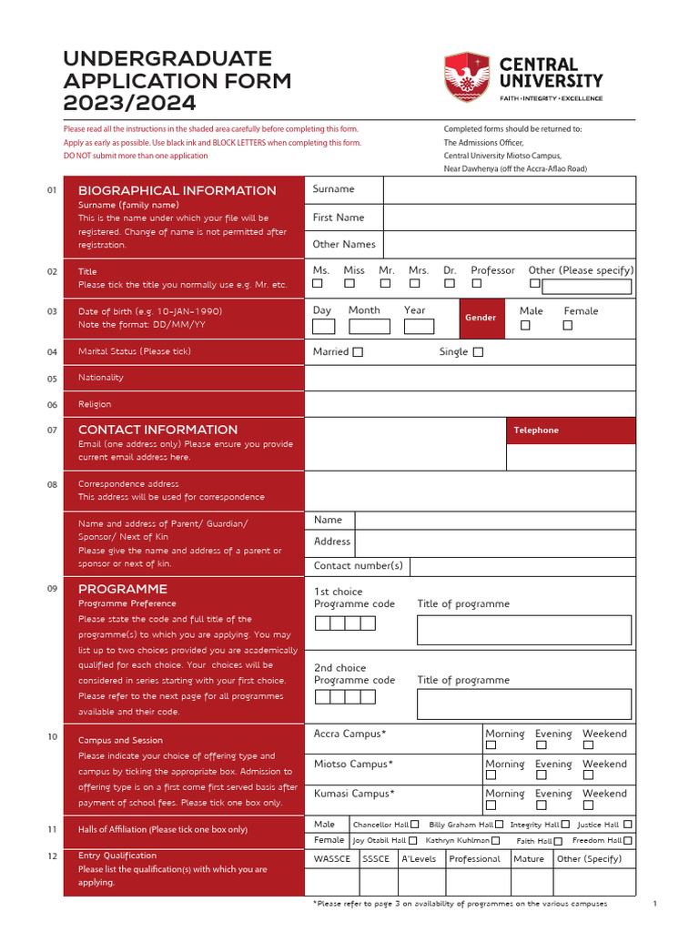 University Application Form | PDF
