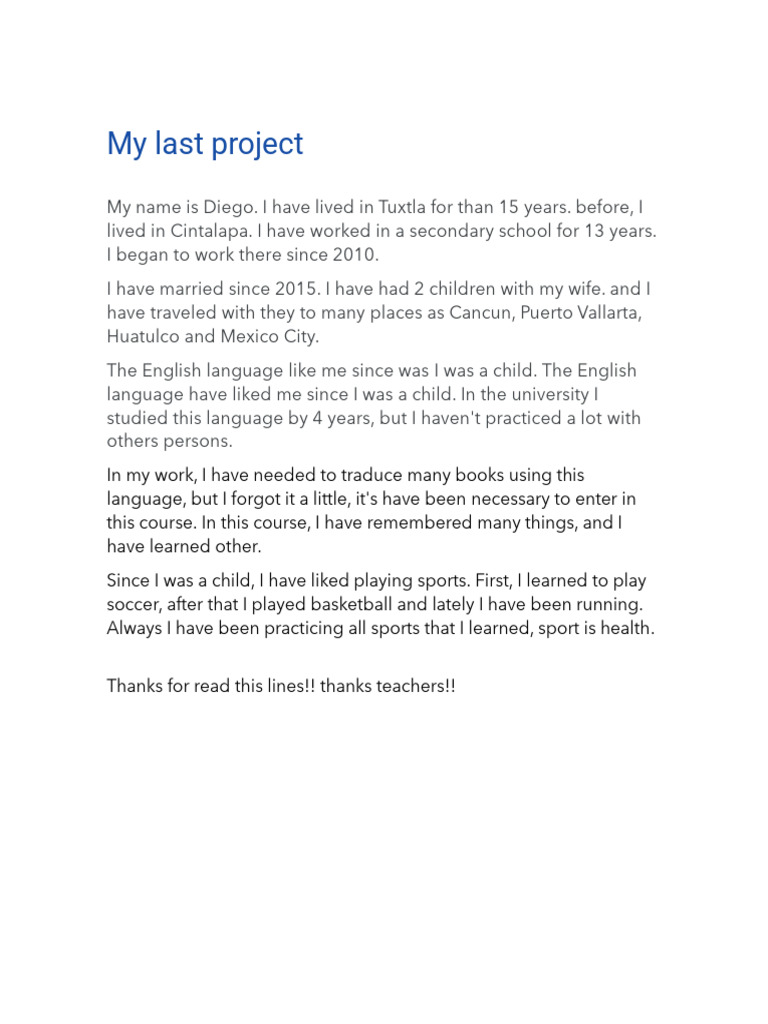 My last project PRESENTE PERFECTO | PDF