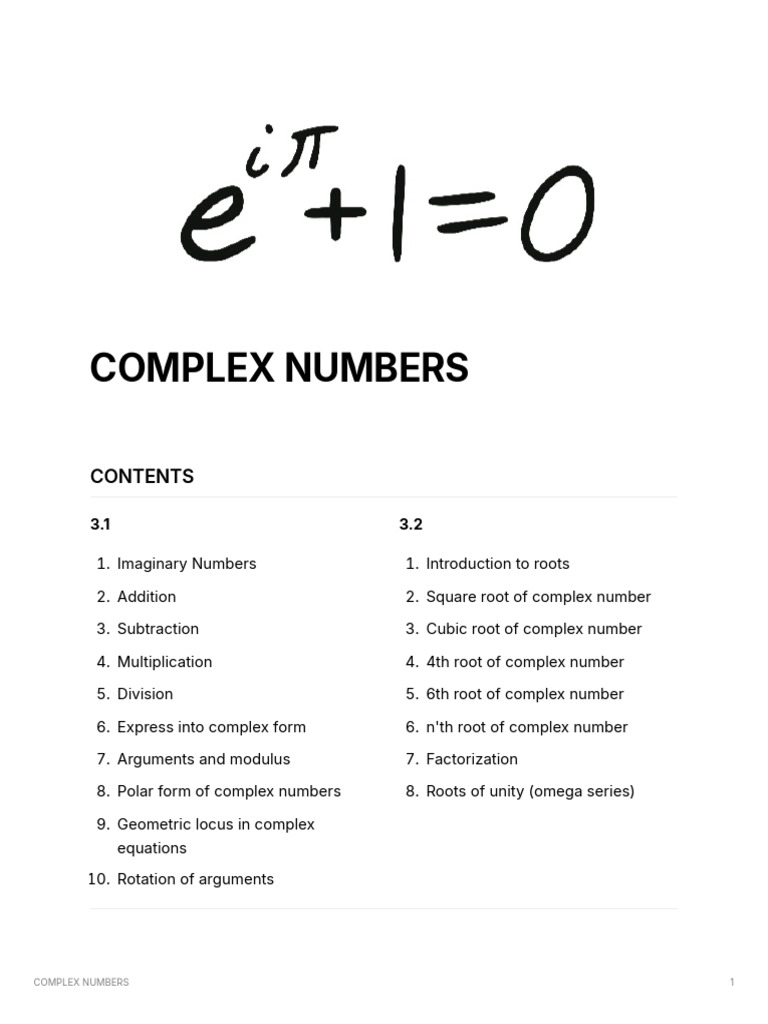 Complex Numbers | PDF | Complex Number | Elementary Mathematics