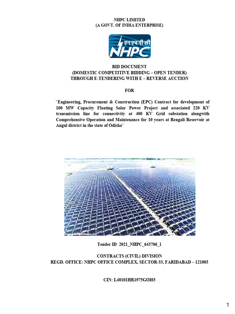 EPC for development of 100MW capacity floating solar power project ...