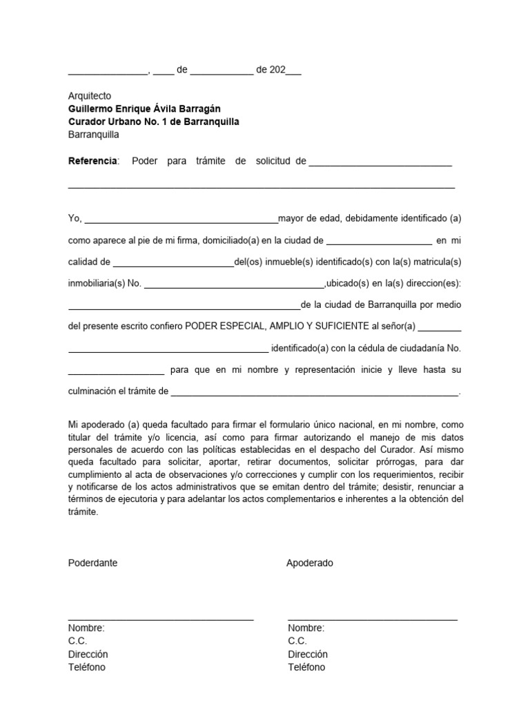 Poder Especial para Trámites en Barranquilla | PDF