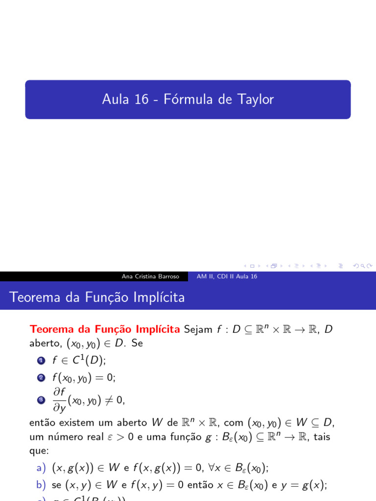Aula 16-30Mar22-Fórmula de Taylor | PDF | Derivado | Funções e mapeamentos