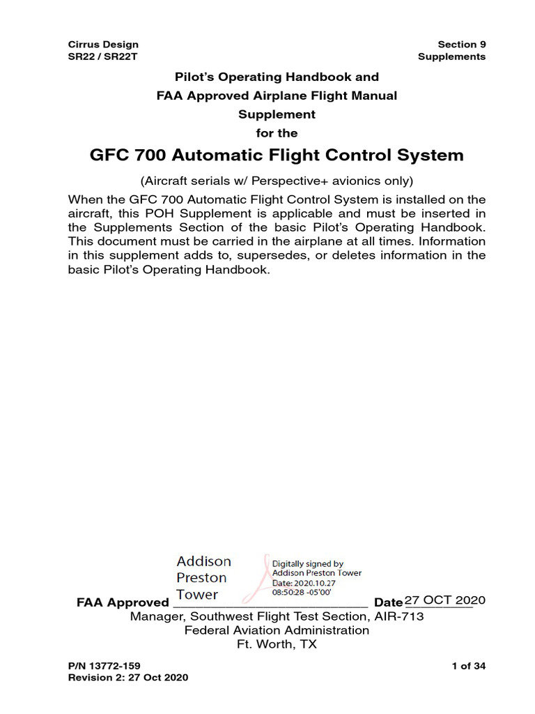 GFC 700 Automatic Flight Control System | PDF | Aircraft Flight Control System | Avionics