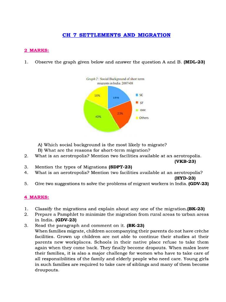 Chapter - 7 Settlements and Migrations | PDF