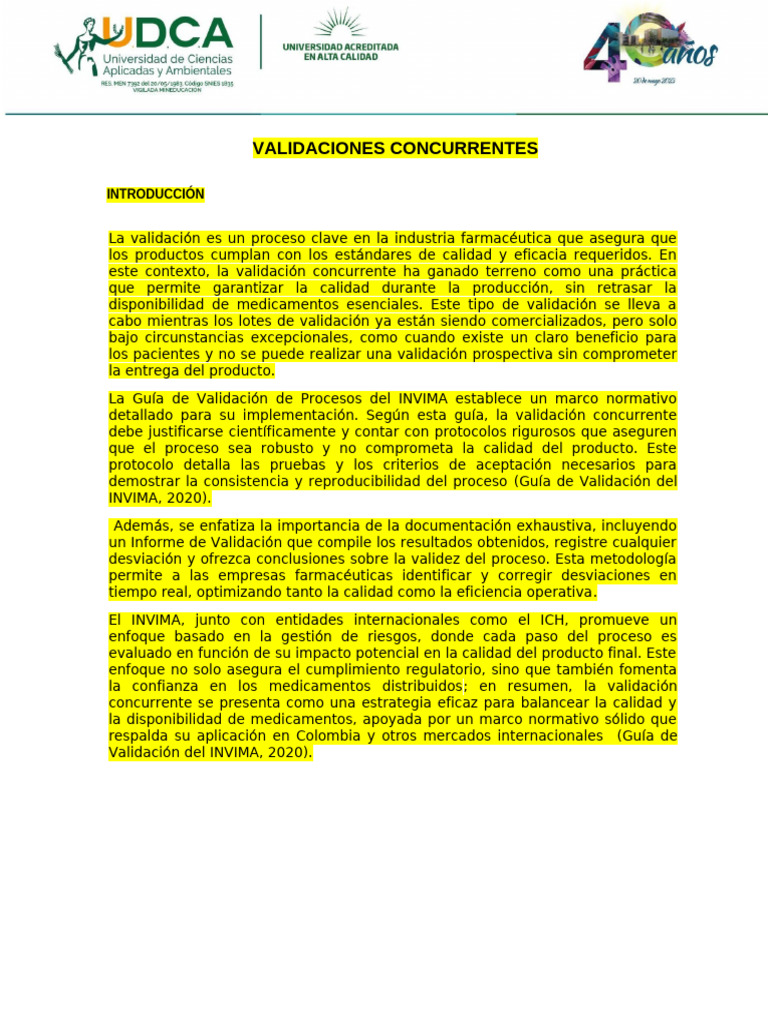 Adelanto Validaciones Grupo 1 7QF-O | PDF | Calidad (comercial) | Medicamentos con receta