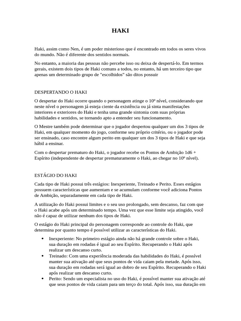 Guia Completo sobre Haki e Seus Tipos | PDF | Tempo | Evolução
