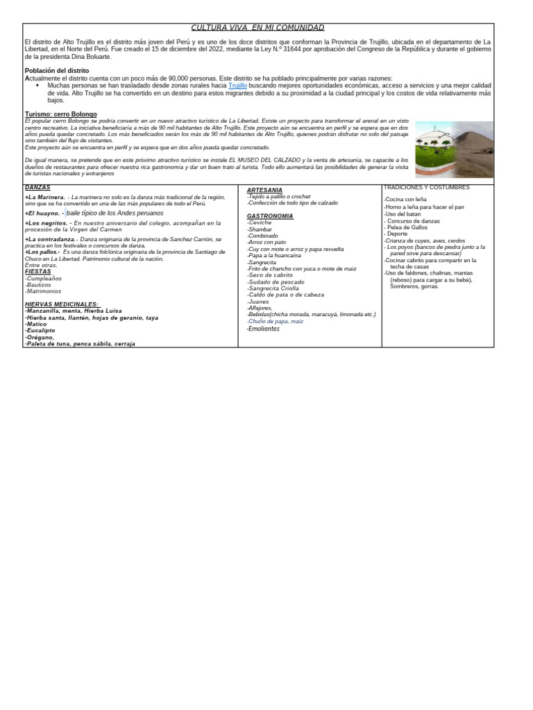 Cultura Viva en Mi Comunidad ......... | PDF | Perú | Turismo