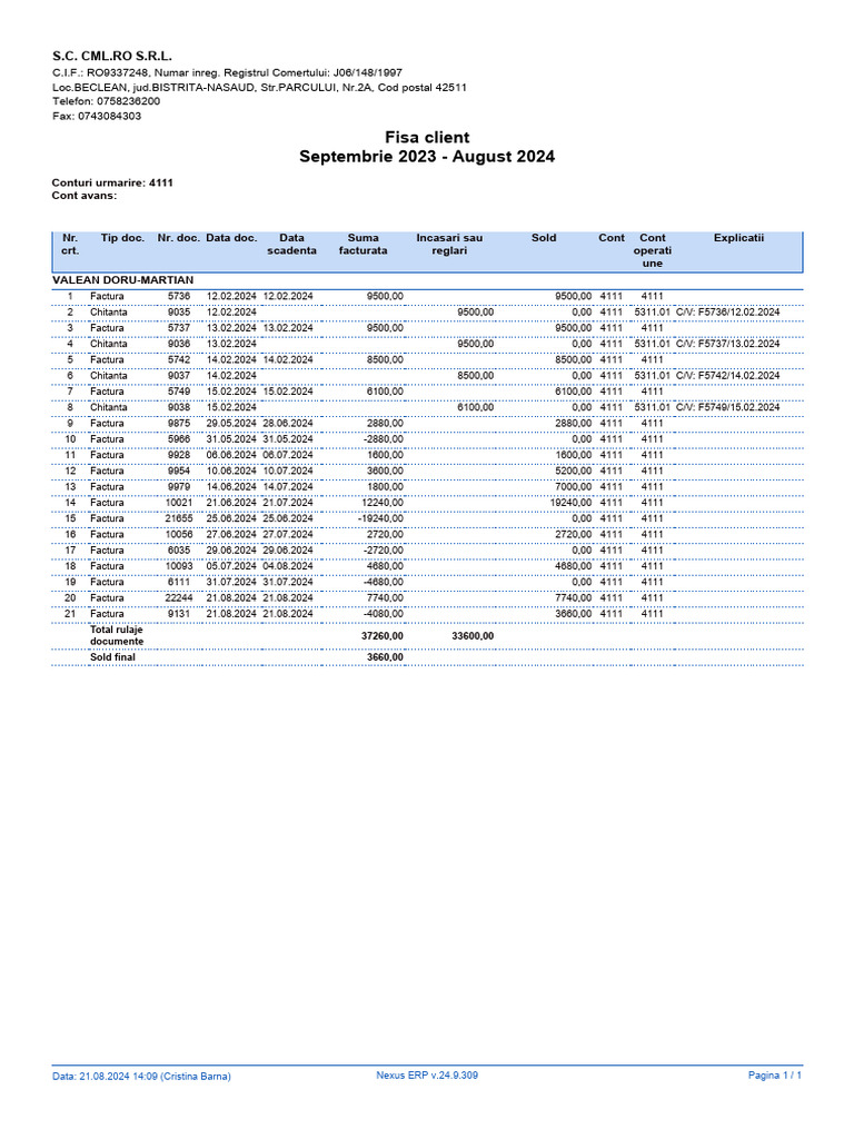 Client Financial Statement 2023-2024 | PDF