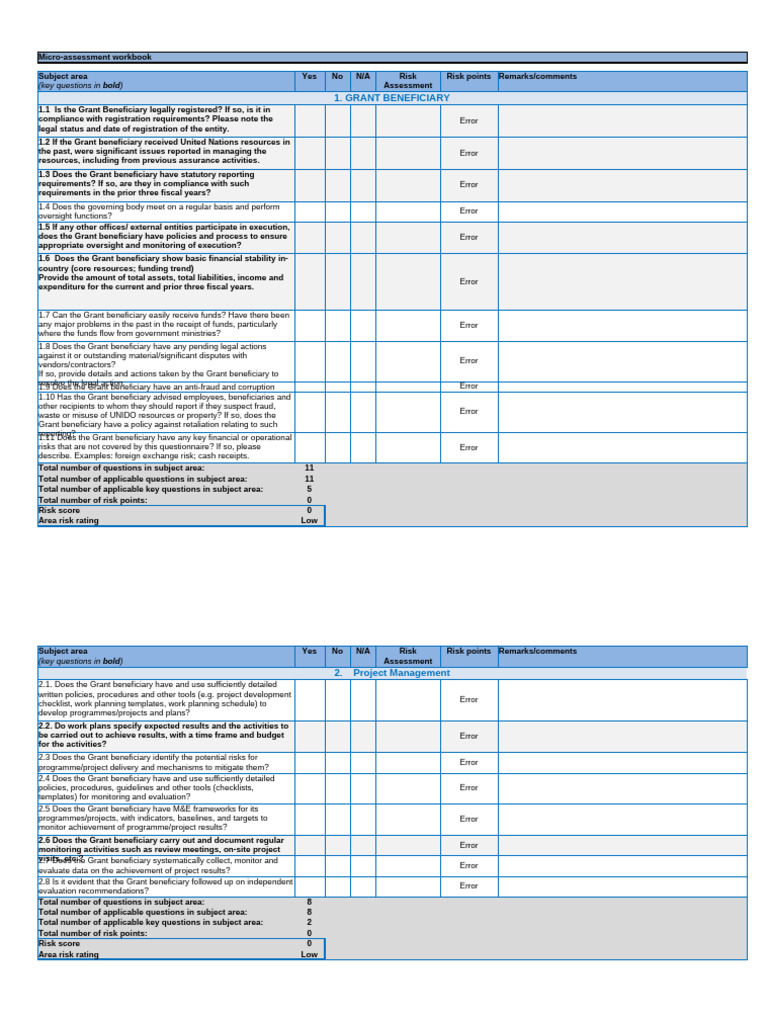 Annex IV - Institutional - Micro Assessment Form - Grant Beneficiary ...
