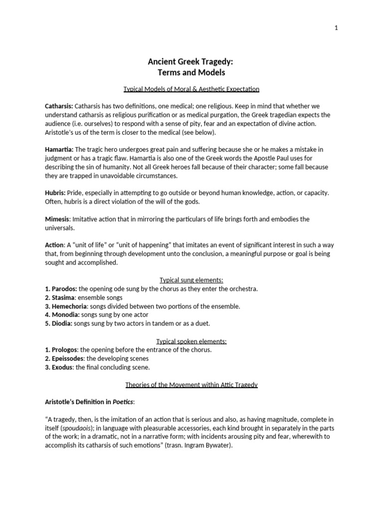 Ancient Greek Tragedy Termsand Models | PDF | Greek Tragedy | Tragedy