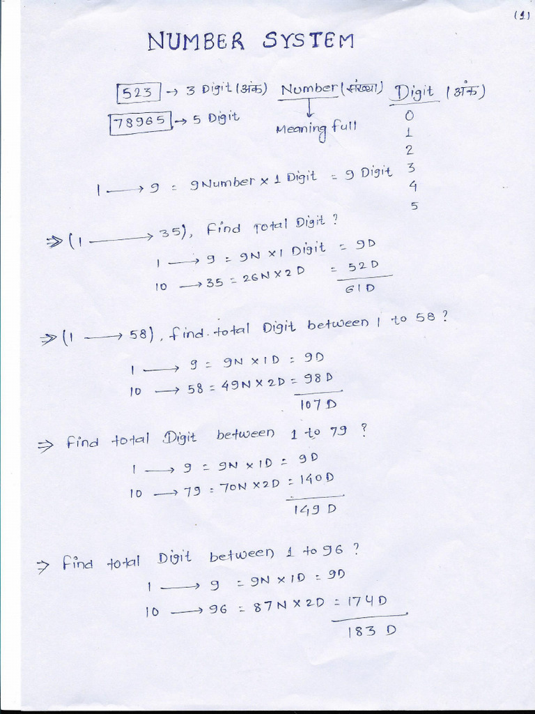 CLASS -01 (Class notes eng )Number System_277770_crwill | PDF