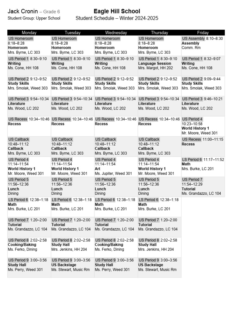 Jack Cronin's Schedule | PDF | Educational Organizations | Educational ...