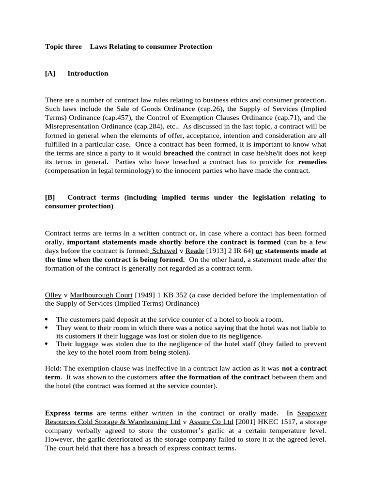Consumer Protection Contract Laws Explained | PDF | Contractual Term ...