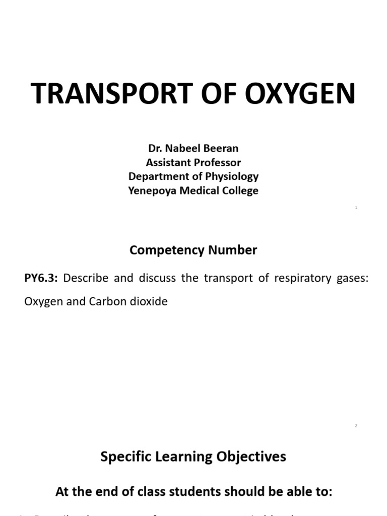 6. Transport of Oxygen | PDF | Hemoglobin | Physiology