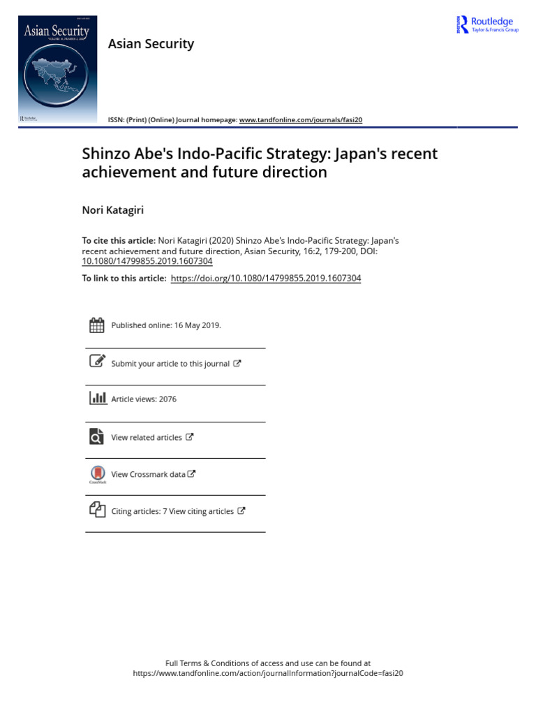 Shinzo Abe S Indo-Pacific Strategy Japan S Recent Achievement and Future Direction | PDF ...