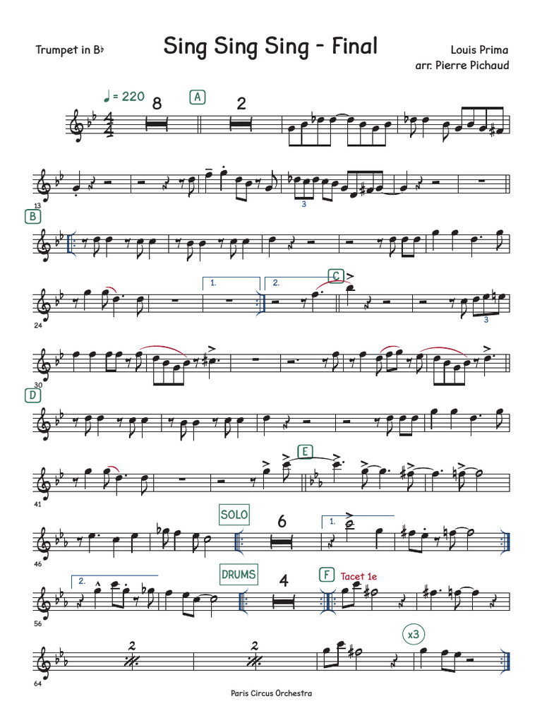 Sing Sing Sing - Final - Trumpet in BB | PDF