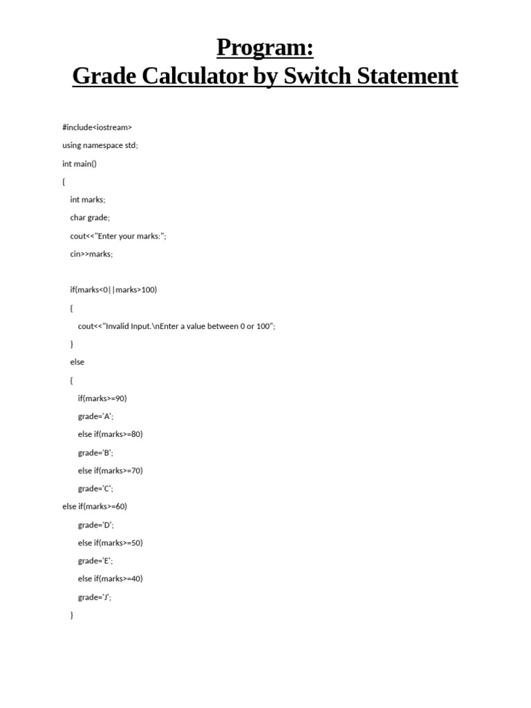 Grade Calculator Switch | PDF