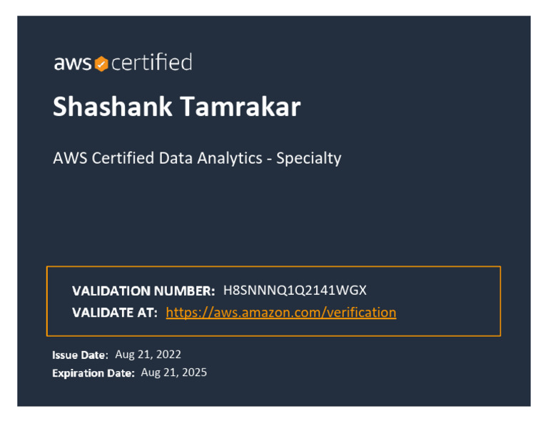 AWS Data Analytics Certification | PDF
