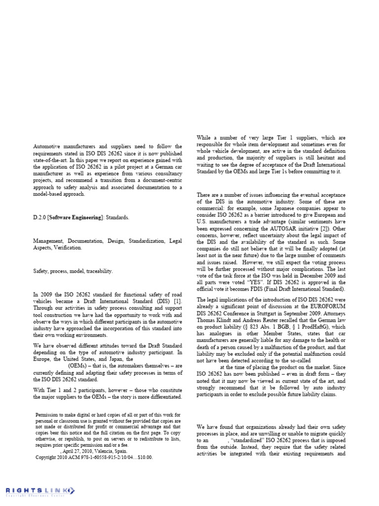 Application of ISO DIS 26262 in Practice | PDF