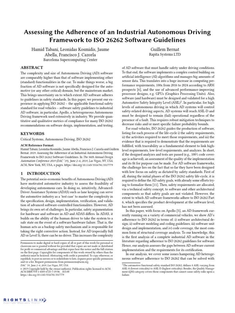 Assessing The Adherence of An Industrial Autonomous Driving Framework ...