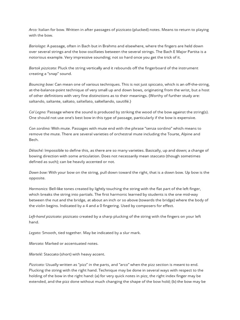 String markings | PDF | String Instruments | Music Theory