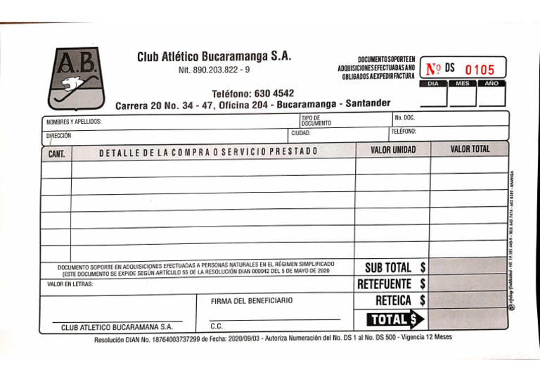 Modelo Documento Soporte | PDF