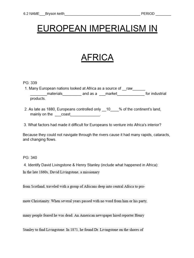 European Imperialism in Africa-1 | PDF | David Livingstone | British Empire