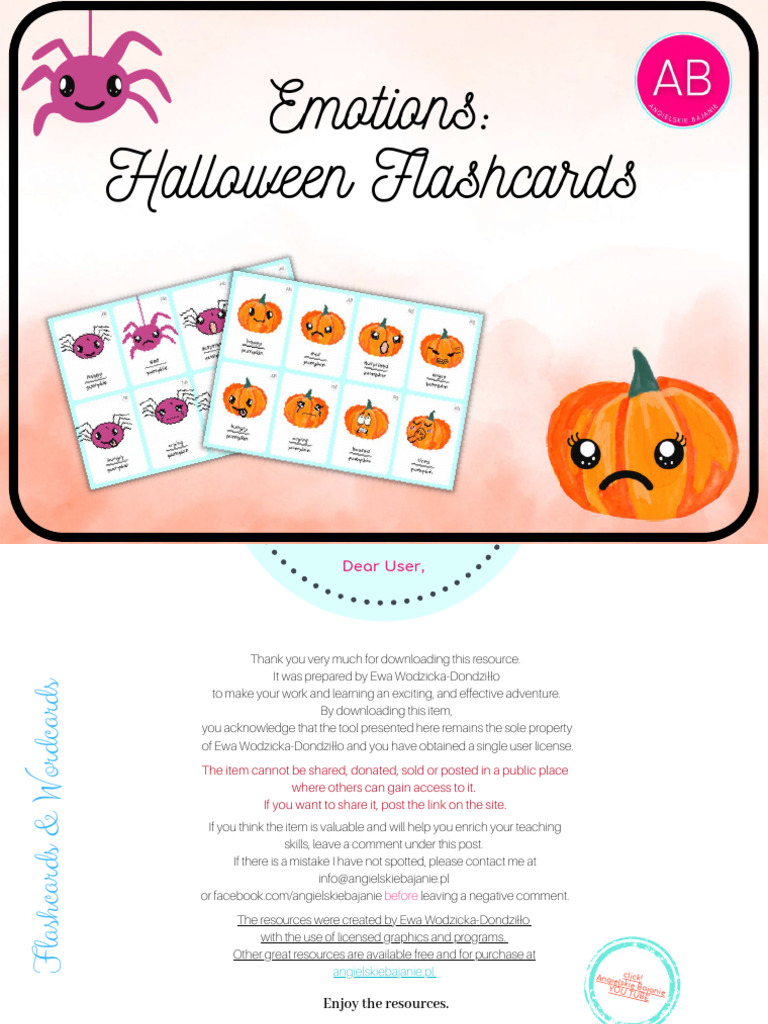 Emotions Halloween Flashcards - Compressed | PDF