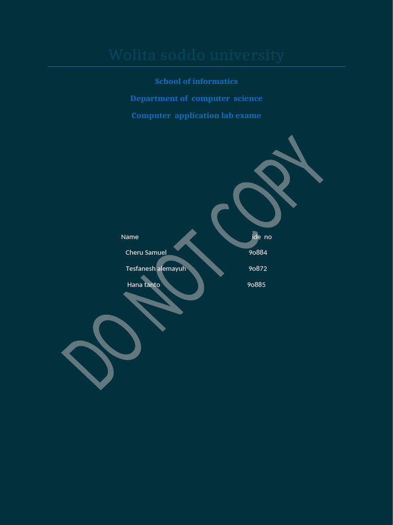 Wolita Soddo University Computer Exam | PDF