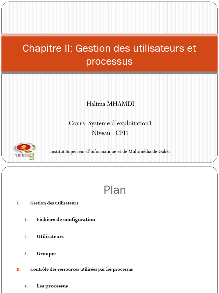 Gestion des utilisateurs et processus UNIX | PDF | Ordonnancement dans ...