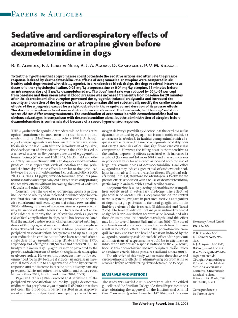 acepromazine or atropine | PDF | Hypertension | Blood Pressure