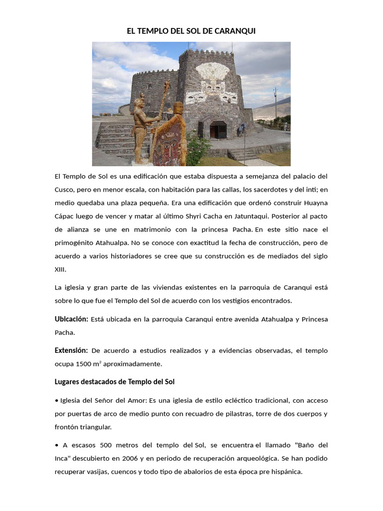 El Templo Del Sol de Caranqui | PDF