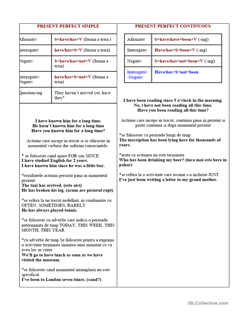 present perfect vs present perfect continuous (1) | PDF | Grammar ...