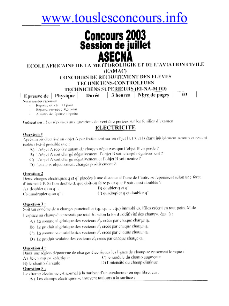 Asecna Bac-2003 Old1 | PDF