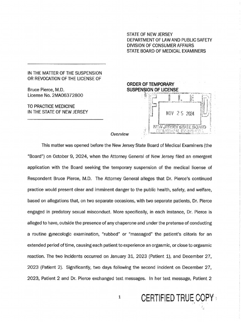 Bruce Pierce Medical License Suspension | PDF | Medical Record | Physician