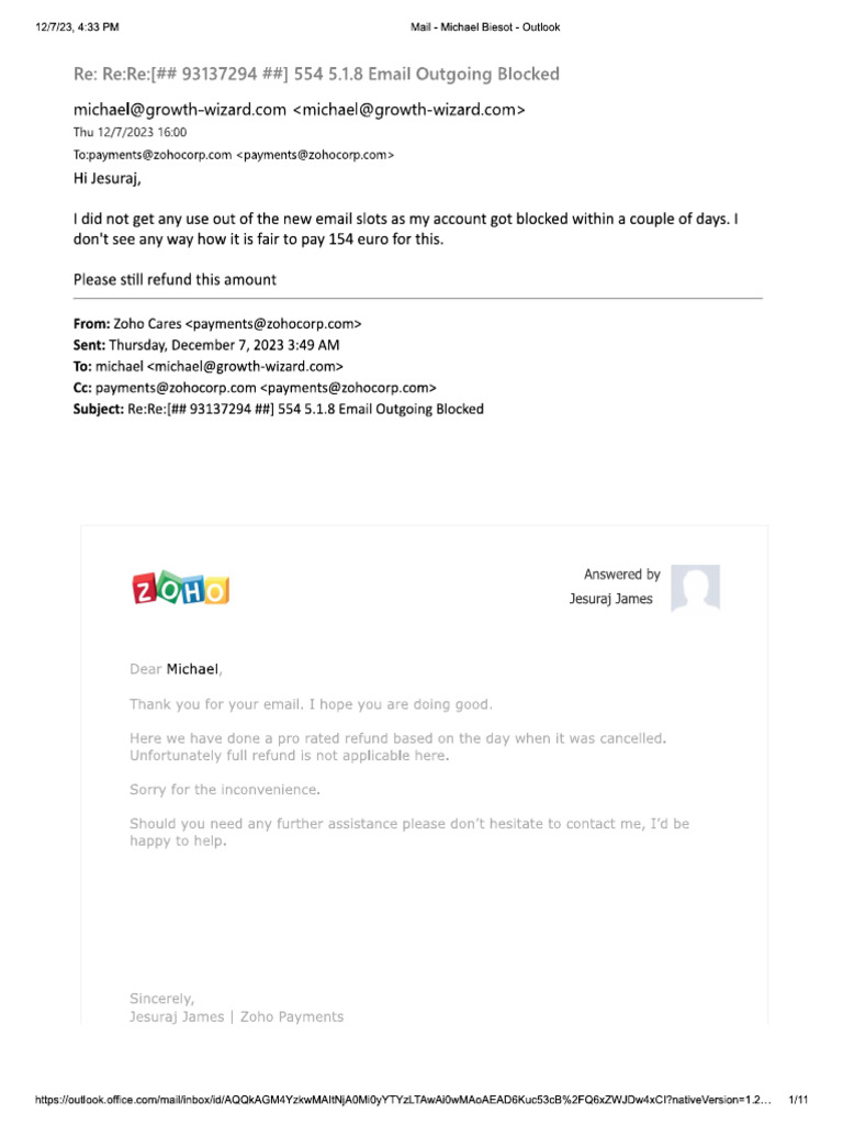 Proof of Refund and Cancellation | PDF