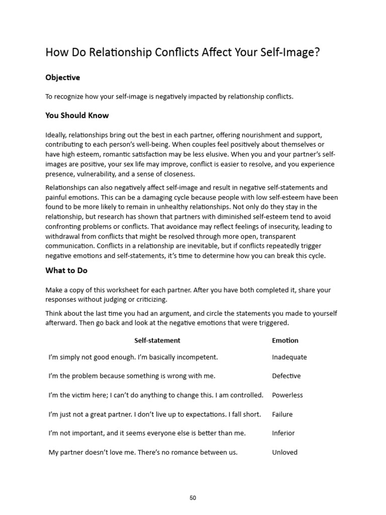 Impact of Relationship Conflicts on Self-Image | PDF | Self Esteem ...