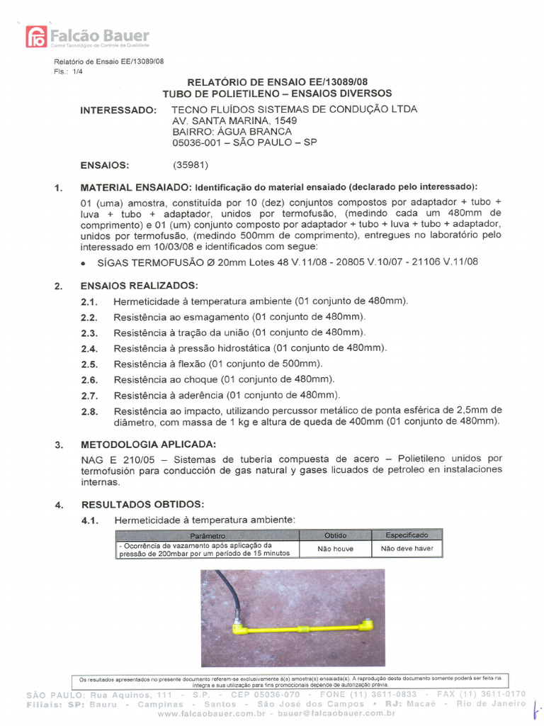 Falcao Bauer - Ensaios Conforme Norma Internacional | PDF