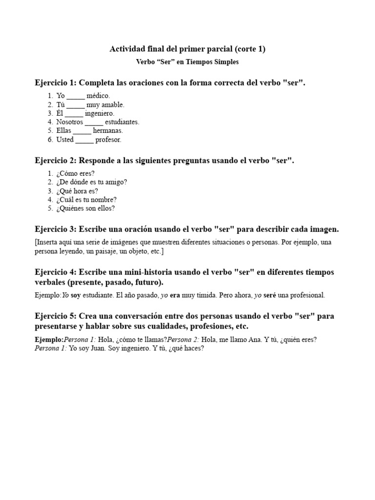 Ejercicios del Verbo "Ser" en Español | PDF | Verbo | Lingüística